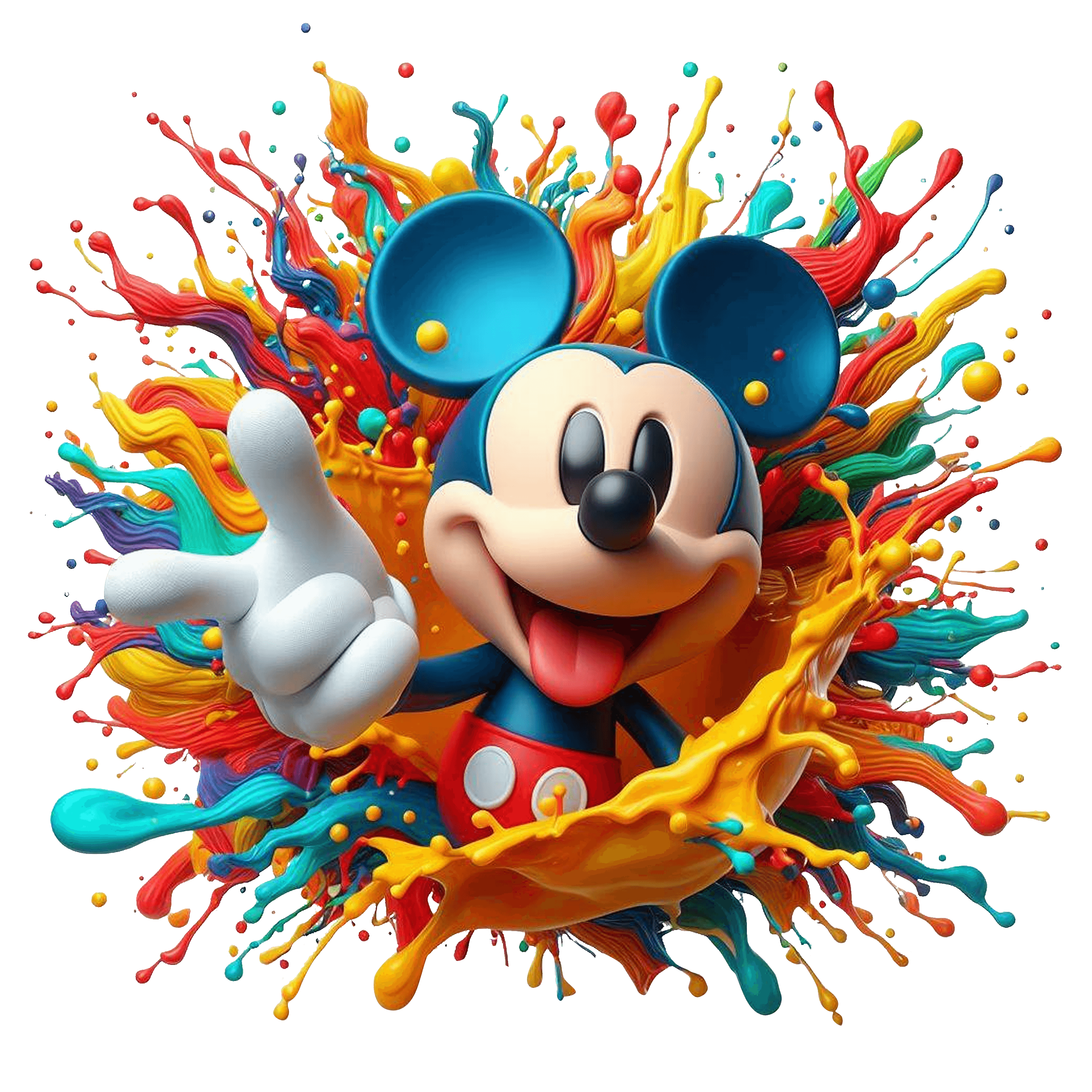 Color Drip Mickey With His Tongue Out DTF (direct-to-film) Transfer ...