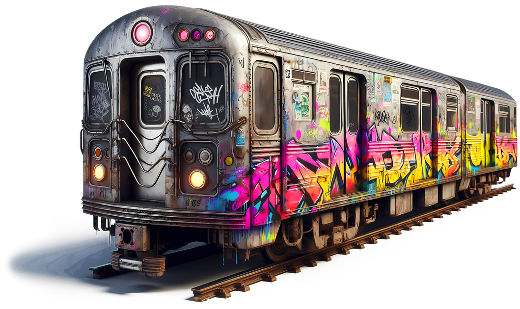 Color Drip Subway Train With Street Art DTF (direct-to-film) Transfer ...