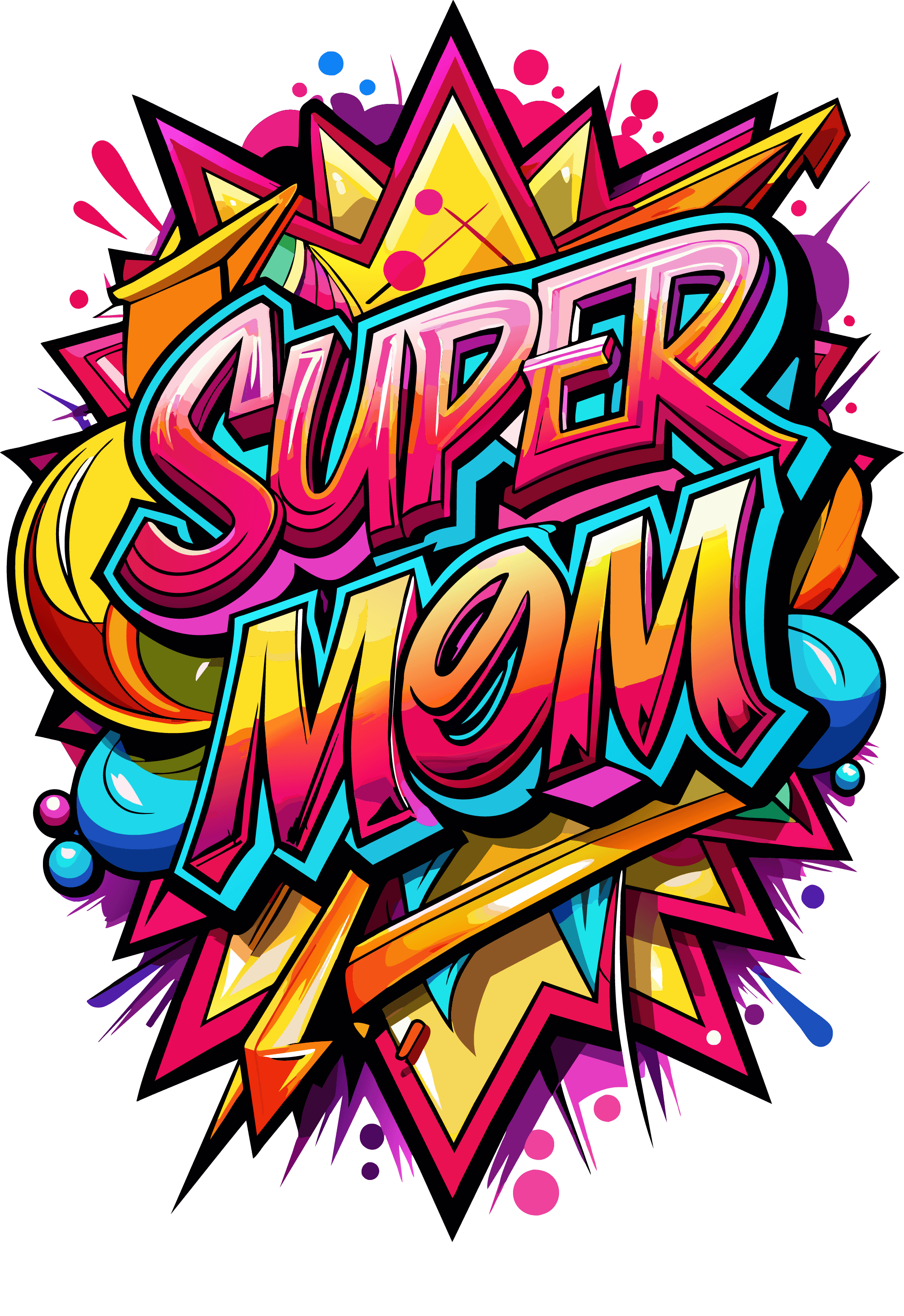 Color Drip Super Mom Multicolored DTF (direct-to-film) Transfer ...