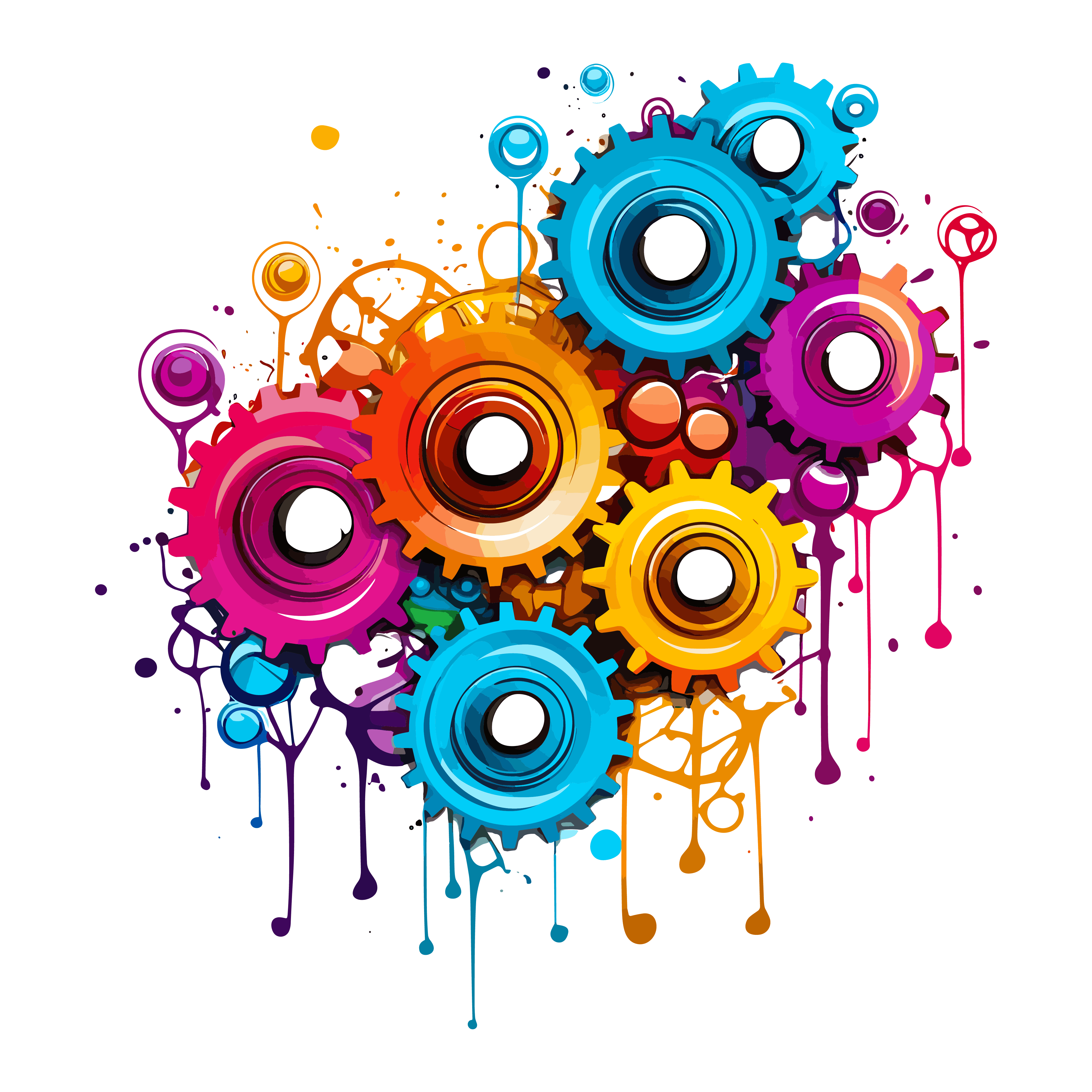 Colorful Gears Color Drip DTF (direct-to-film) Transfer – Twisted Image ...