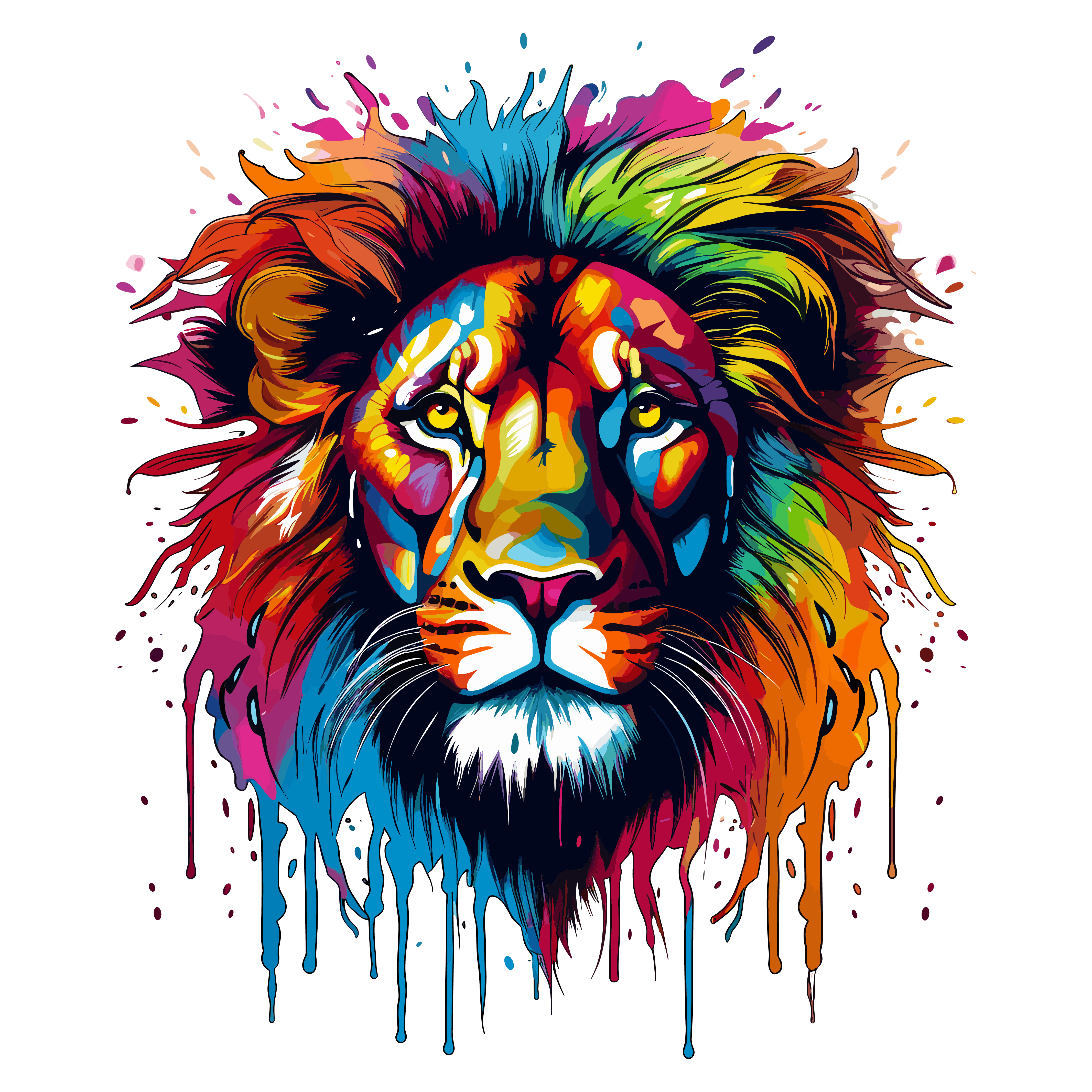 Colorful Lion Color Drip DTF (direct-to-film) Transfer – Twisted Image ...