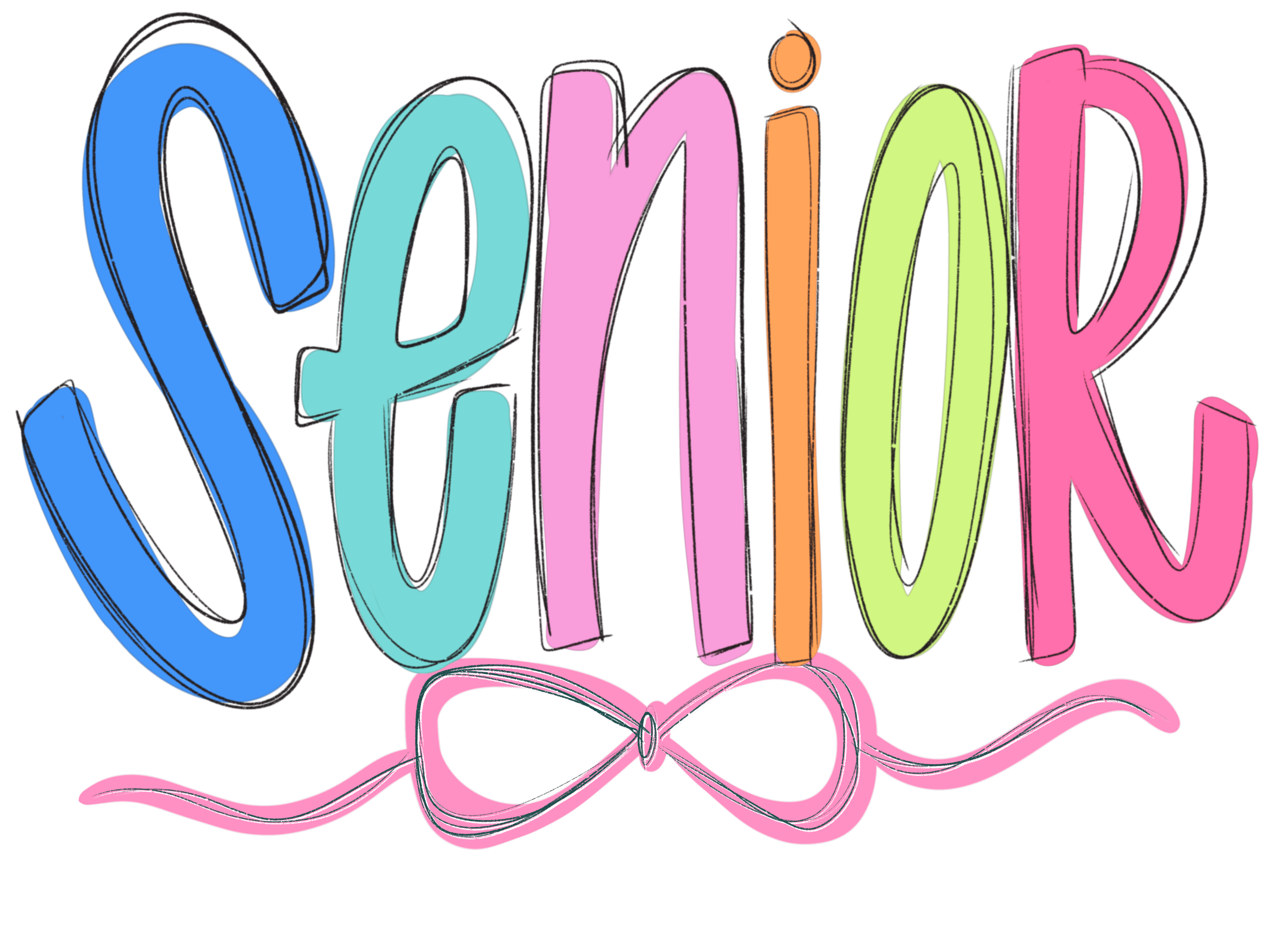 Colorful Senior & Pink Bow DTF (direct-to-film) Transfer – Twisted ...