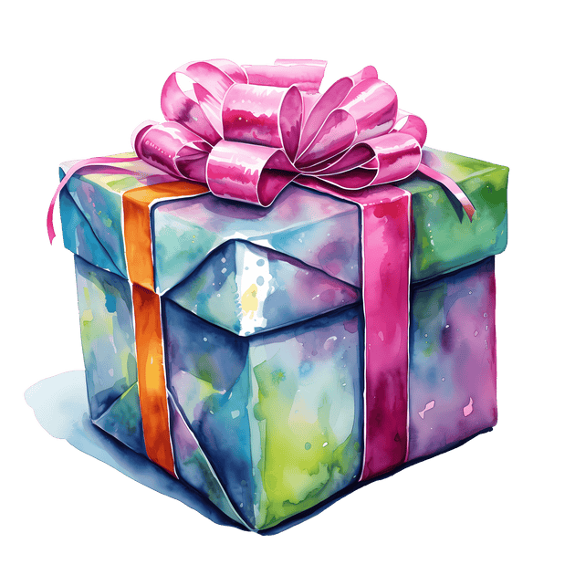 Colorful Wrapped Gift With Pink Bow DTF (direct-to-film) Transfer ...