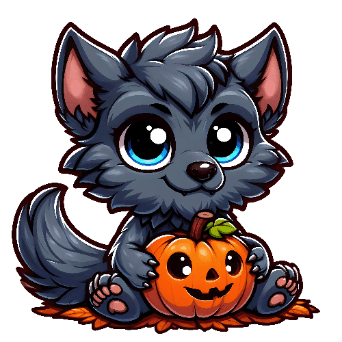 Cute Wolf Halloween DTF (direct-to-film) Transfer – Twisted Image Transfers