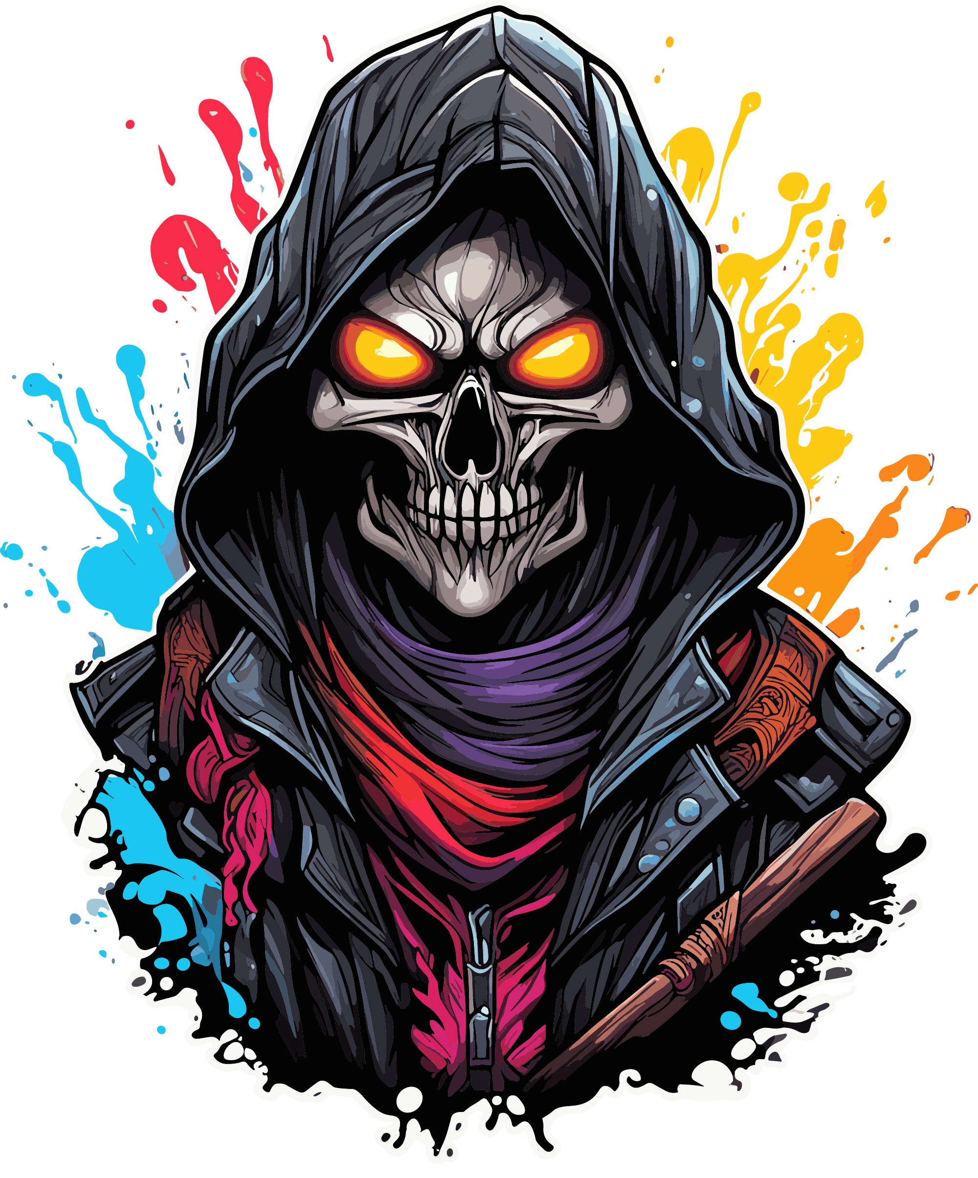 Death Face Color Drip DTF (direct-to-film) Transfer – Twisted Image ...