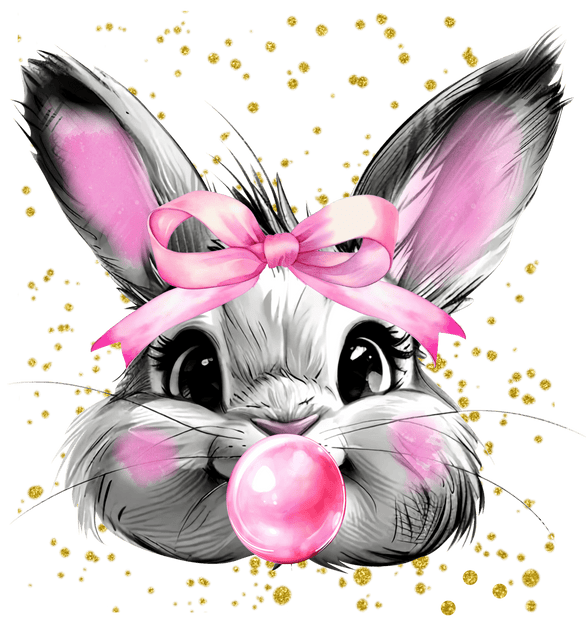 Easter Bunny Glitter Brushstroke With Bubble DTF (direct to film ...
