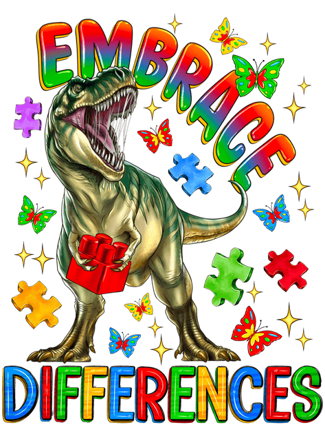Embrace Differences Autism T-Rex DTF (direct to film) Transfer ...