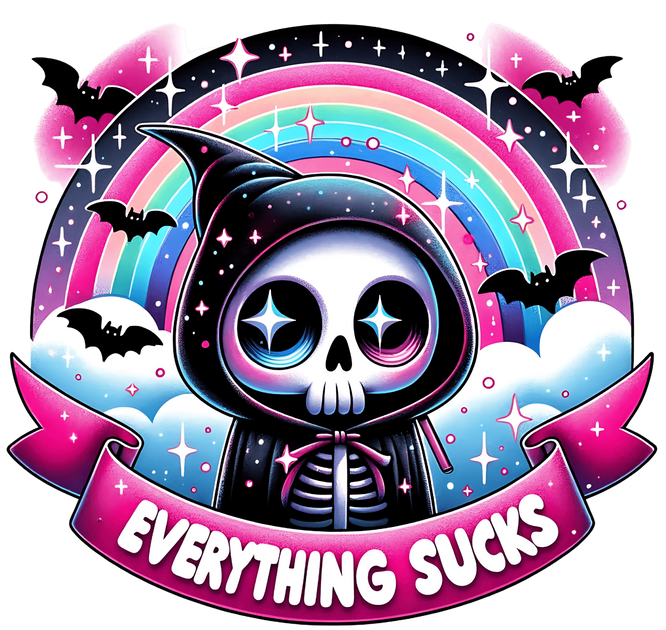 Everything Sucks Bats & Rainbow DTF (direct-to-film) Transfer – Twisted Image Transfers