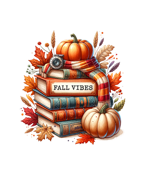 Hello Fall Book Stack Fall Thanksgiving DTF (direct-to-film) Transfer ...