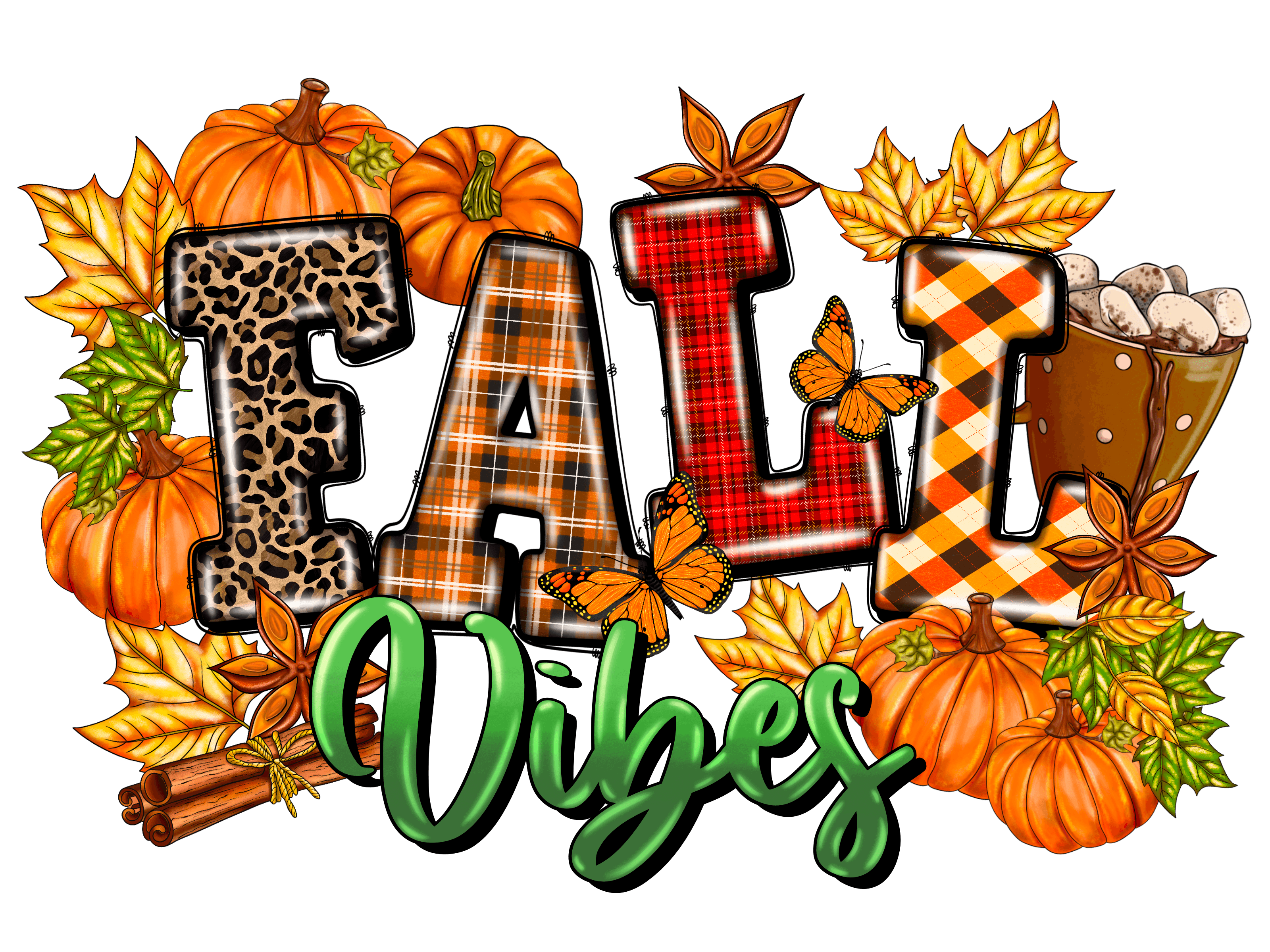 Fall With Green Vibes DTF (direct-to-film) Transfer – Twisted Image ...