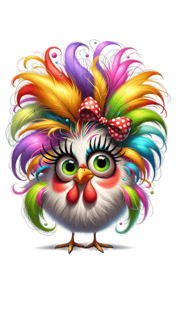 Fancy Rainbow Chicken With Lashes DTF (direct-to-film) Transfer ...