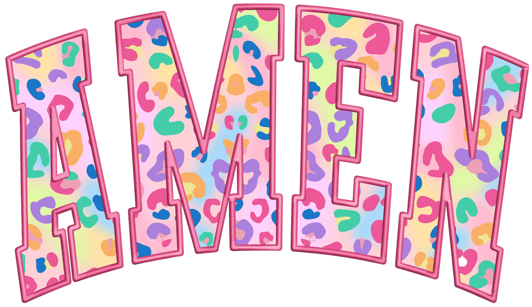 Faux embroidery AMEN coloful patch DTF (direct-to-film) Transfer ...