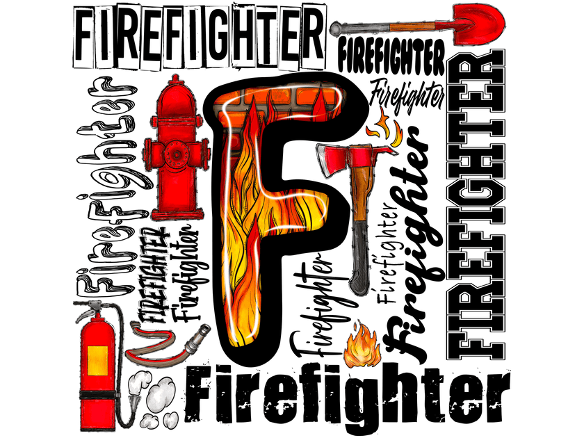 Firefighter Word Collage DTF (direct-to-film) Transfer – Twisted Image ...