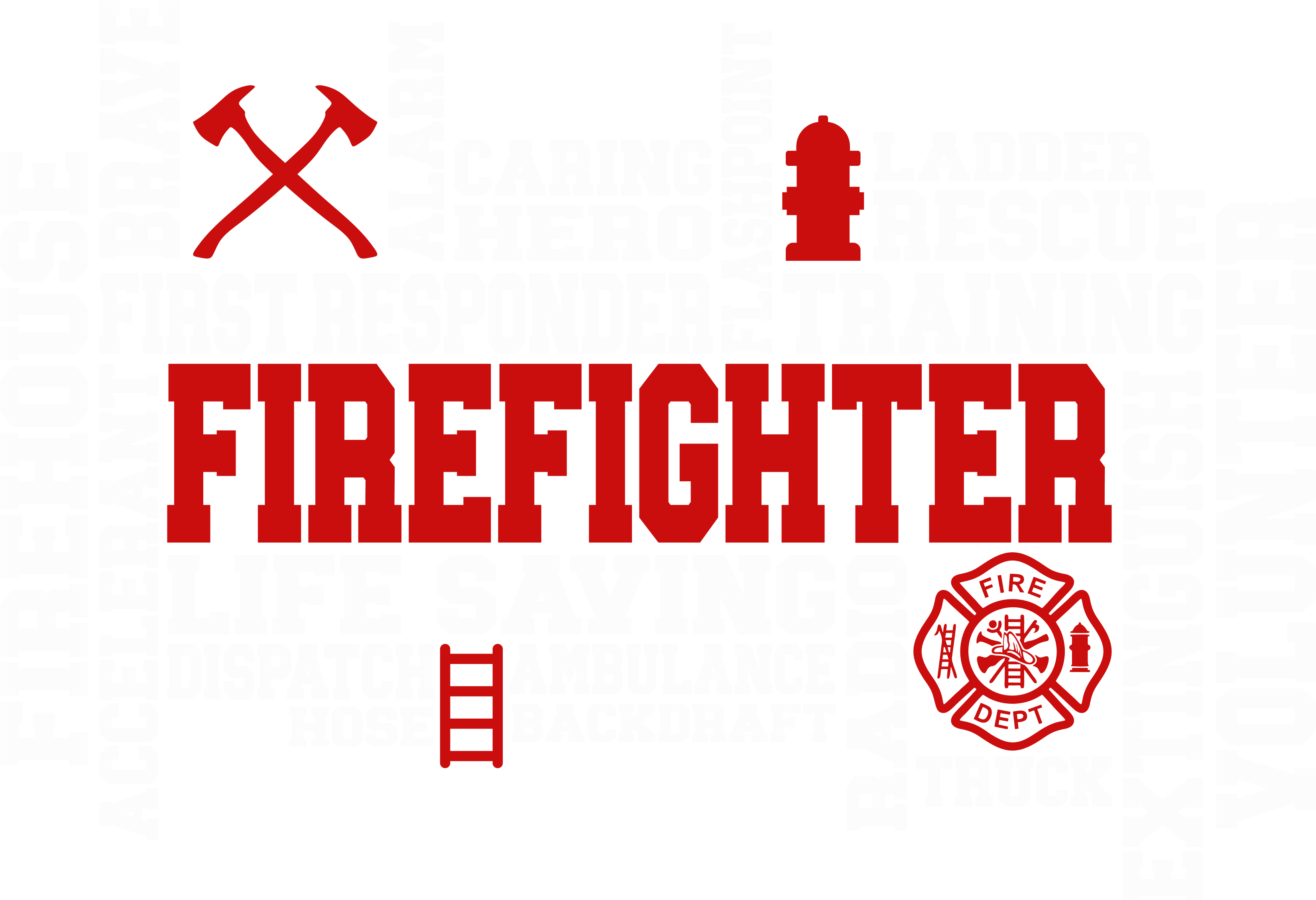 Firefighter Word Puzzle White and Red DTF (direct-to-film) Transfer ...