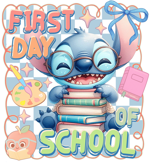 First Day of School Stitch Showing Teeth DTF (direct-to-film) Transfer ...