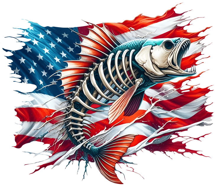 Fish Bones Shredded Flag DTF (direct-to-film) Transfer – Twisted Image Transfers