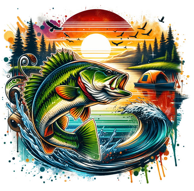 Fish in Wave With Sunset DTF (direct-to-film) Transfer – Twisted Image ...