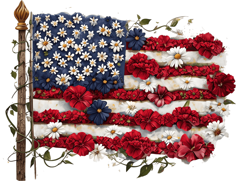 Flag Made of Vines & Flowers DTF (direct-to-film) Transfer – Twisted ...