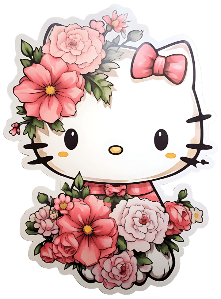 Floral Hello Kitty Pale Pink DTF (direct-to-film) Transfer – Twisted ...