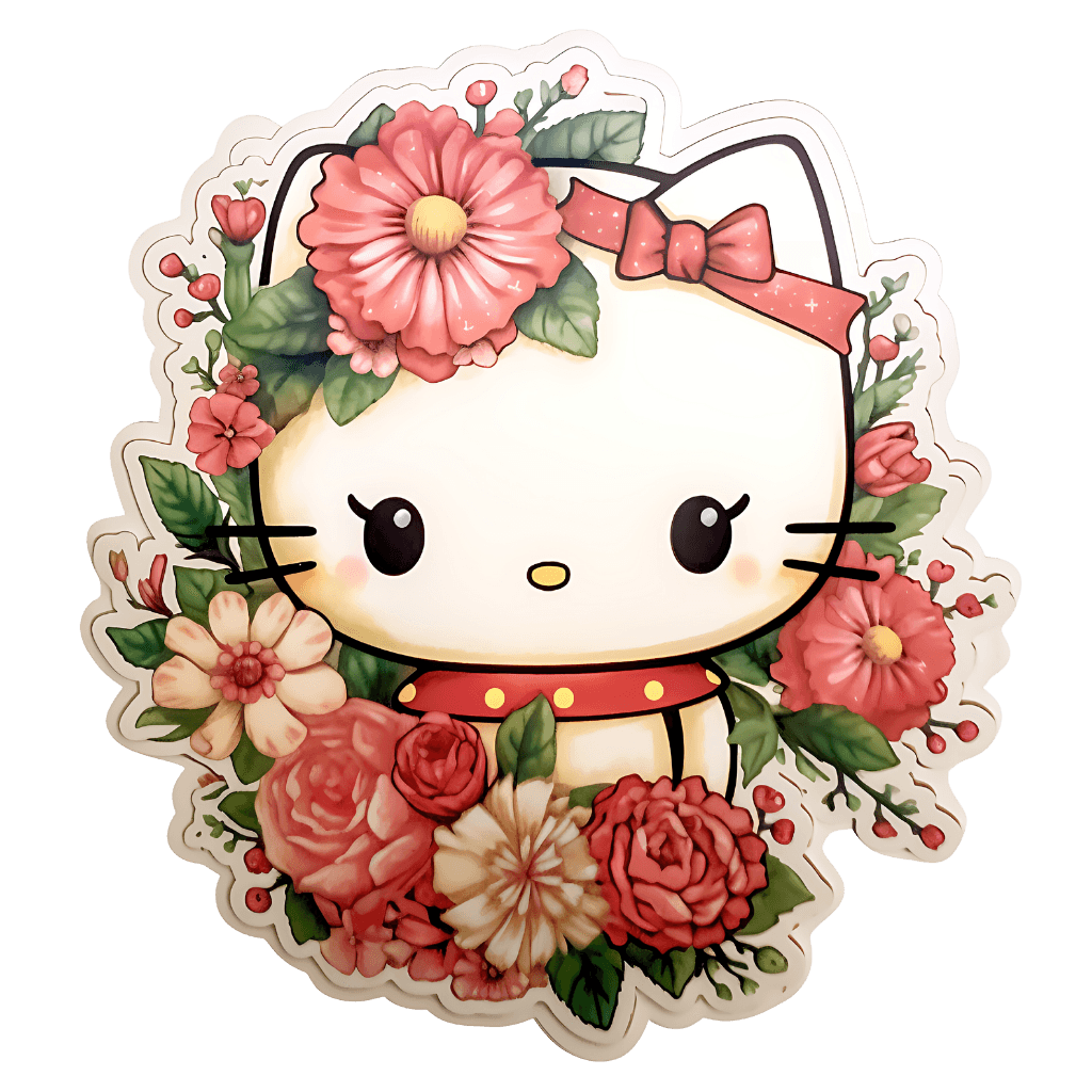 Floral Hello Kitty in a Collar DTF (direct-to-film) Transfer – Twisted ...