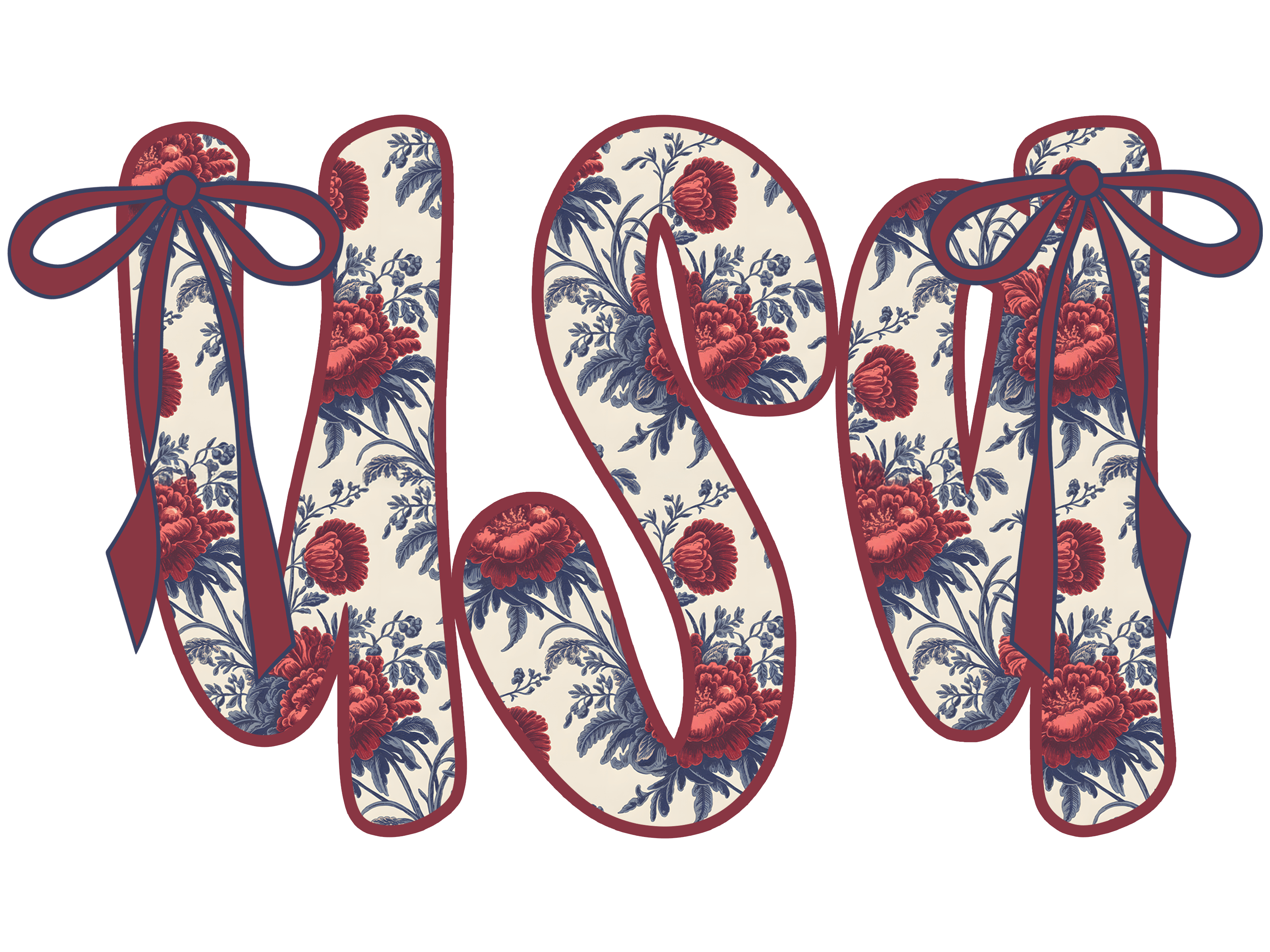 Floral USA & Red Bows DTF (direct-to-film) Transfer – Twisted Image ...