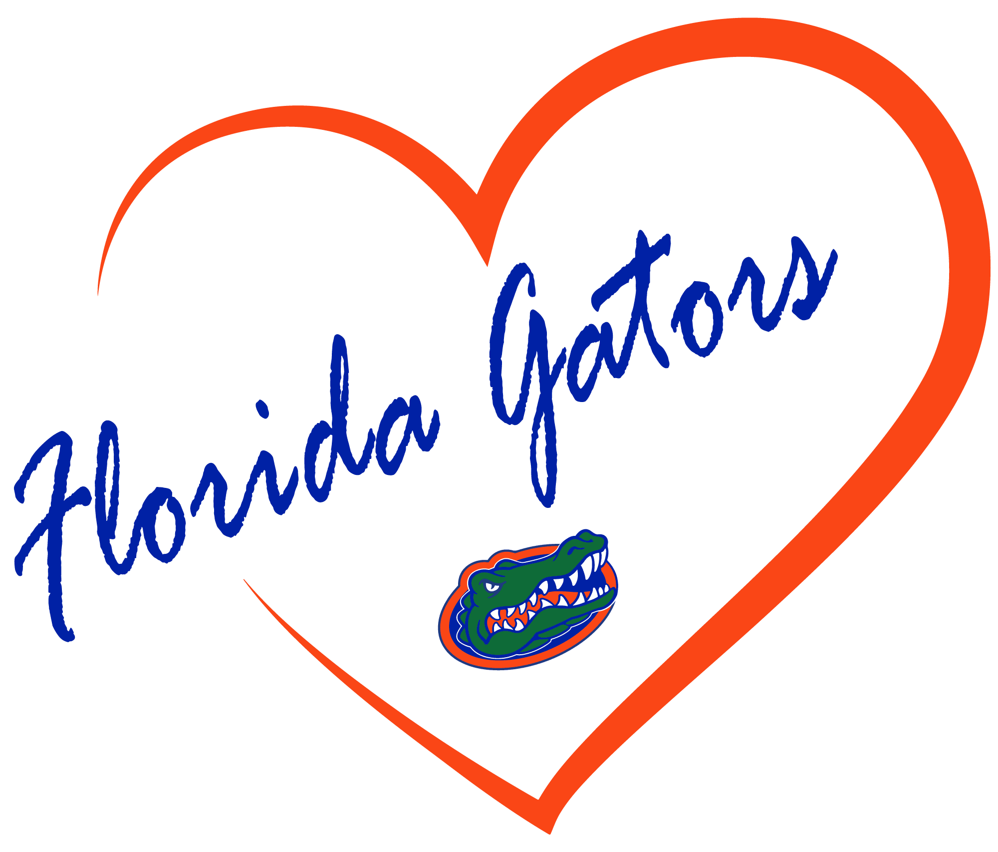 Florida Gators inside Orange Heart DTF (direct-to-film) Transfer ...