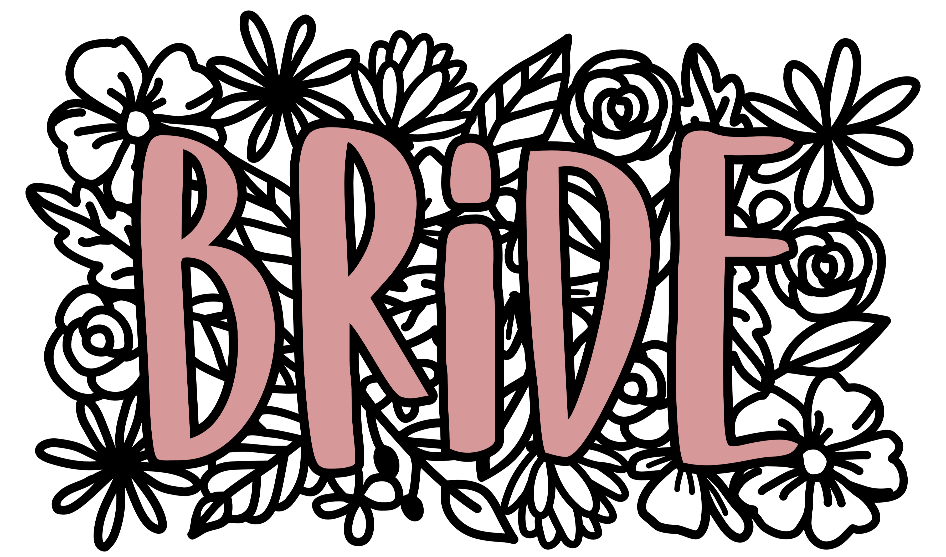 Bride with Flowers and Pink Letters DTF (direct-to-film) Transfer ...