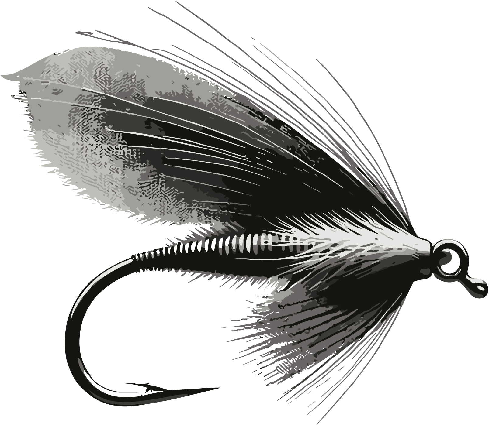Fly Fishing Lure Black & Gray DTF (direct-to-film) Transfer – Twisted ...