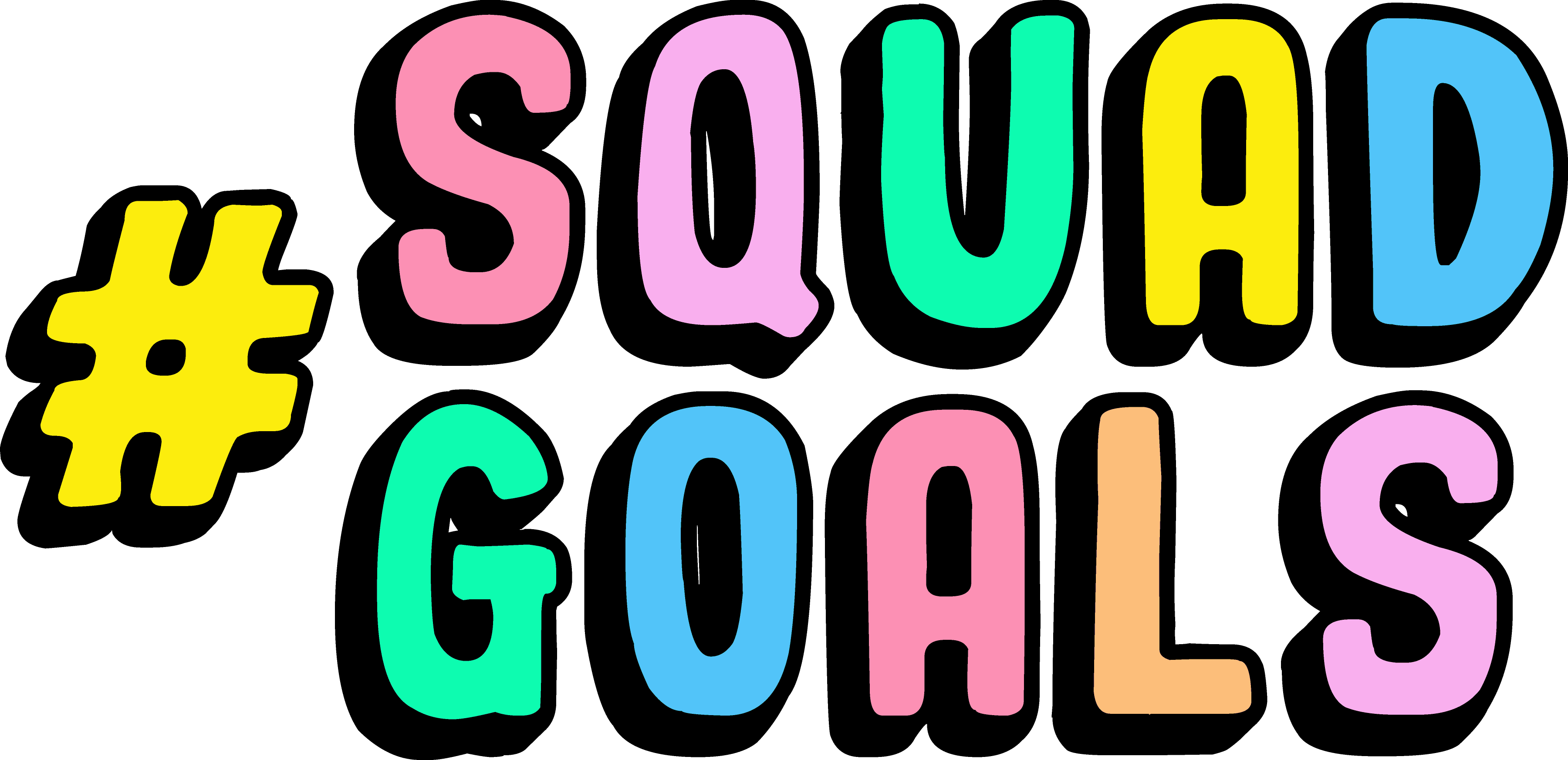 G Girls Squad Goals In Multi Color Font DTF (direct-to-film) Transfer ...