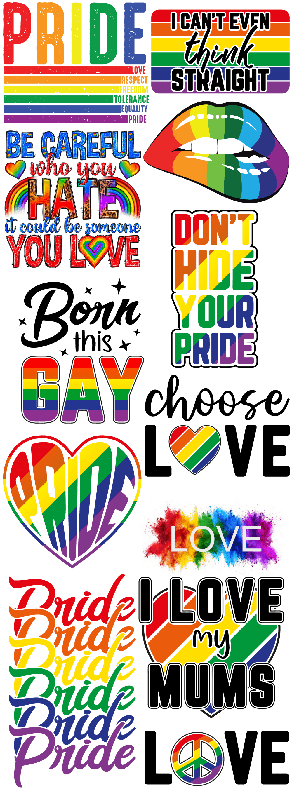 Gay Pride 1 60"x22" DTF Ready to Ship Gang Sheet – Twisted Image Transfers