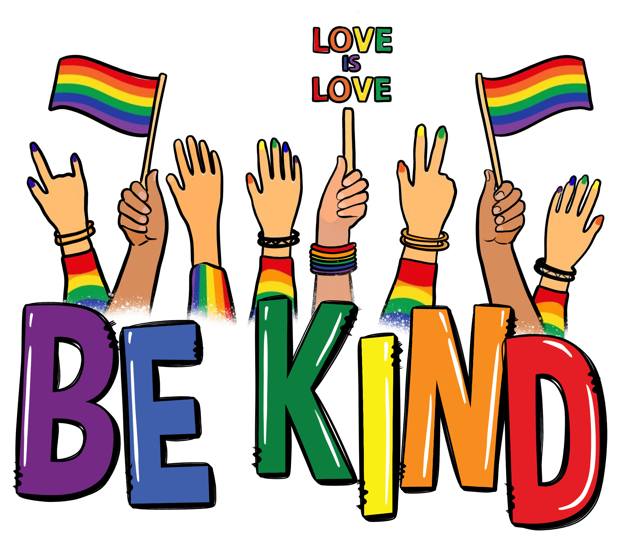 Gay Pride Be Kind Flags DTF (direct-to-film) Transfer – Twisted Image ...