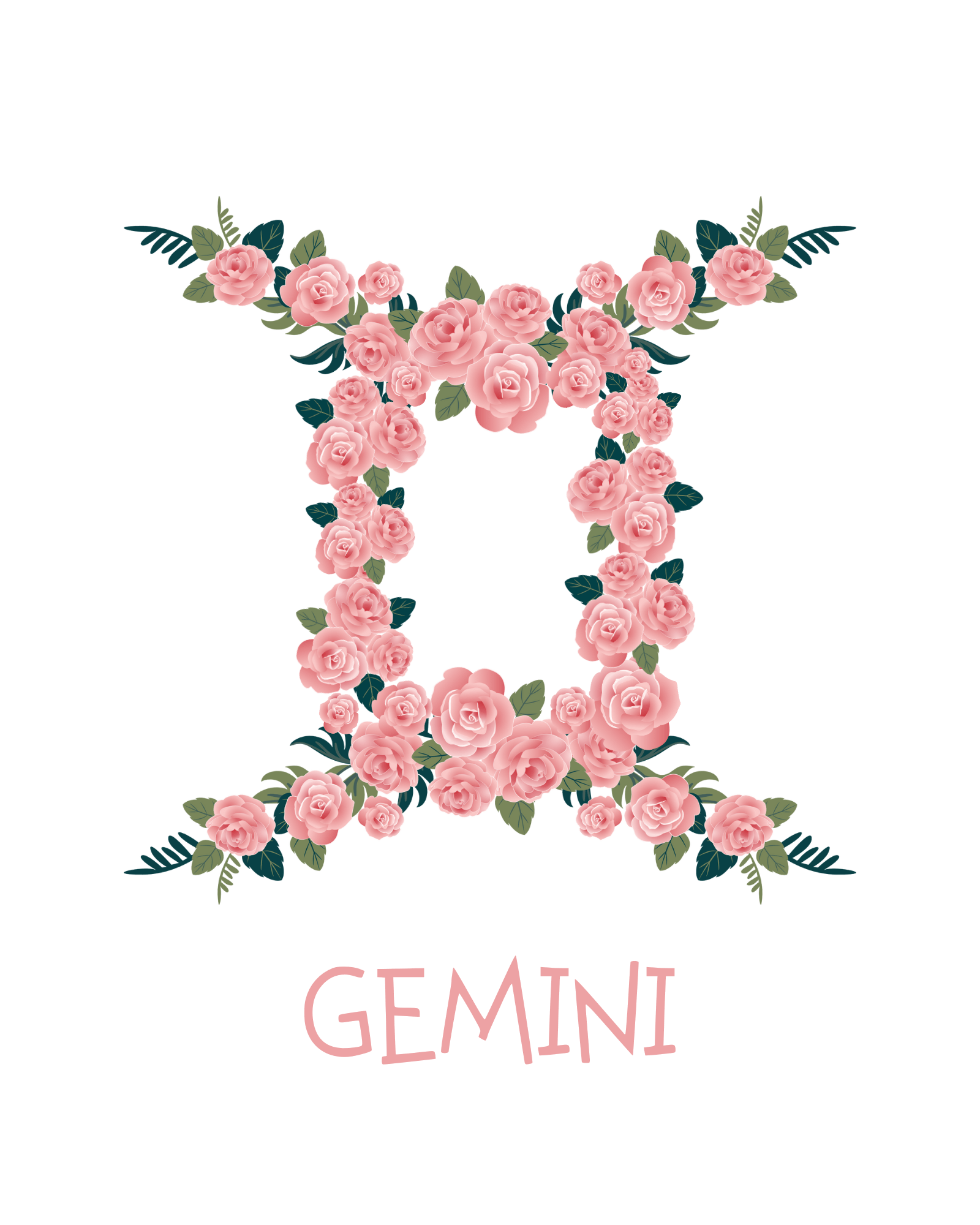 Gemini Symbol in Pink Flowers DTF (direct-to-film) Transfer – Twisted ...
