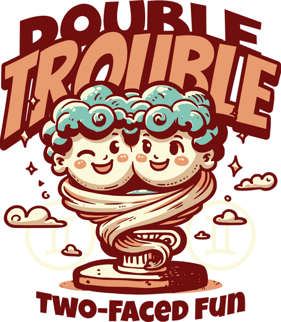 Gemini Zodiac Fun Double Trouble DTF (direct-to-film) Transfer ...