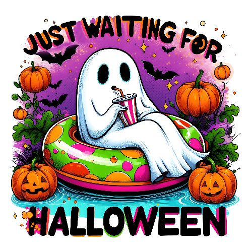 Ghost Waiting In The Pool Halloween DTF (direct-to-film) Transfer ...