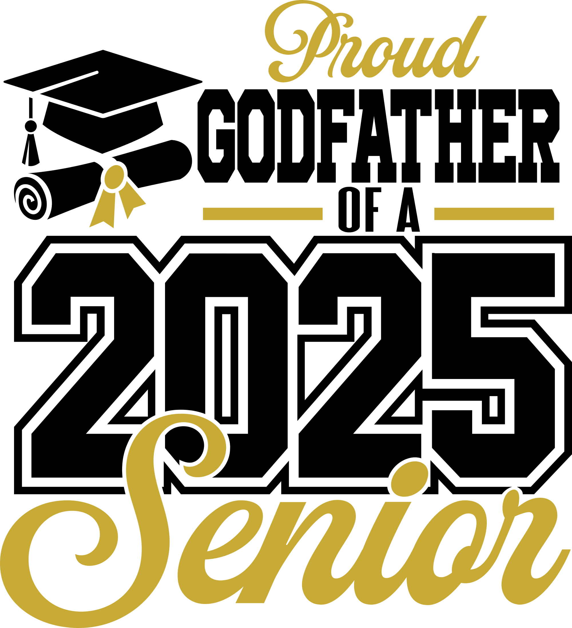 Godfather Senior 2025 Gold & Black DTF (direct-to-film) Transfer ...