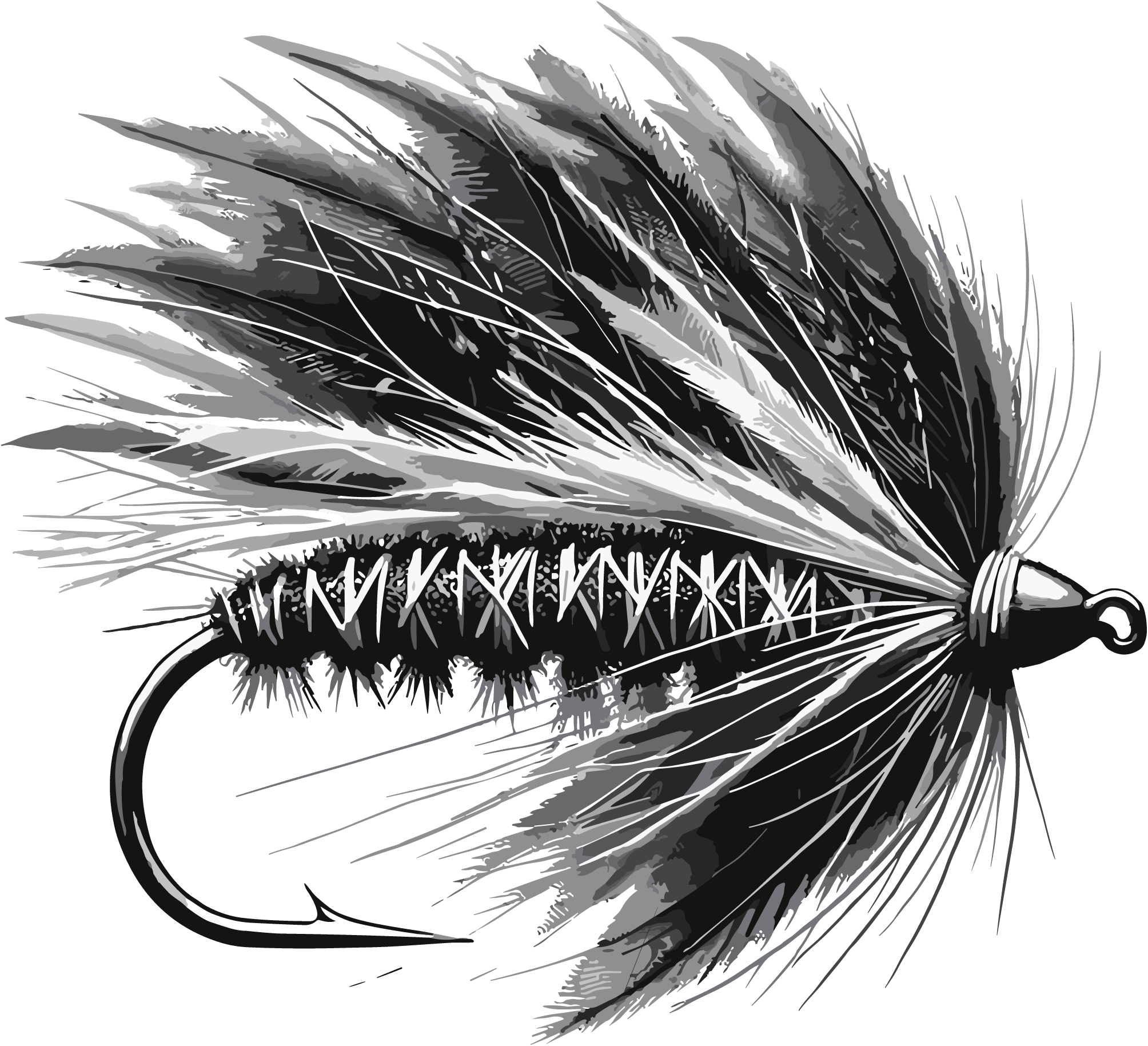 Gray & Black Fly Fishing Lure DTF (direct-to-film) Transfer – Twisted ...