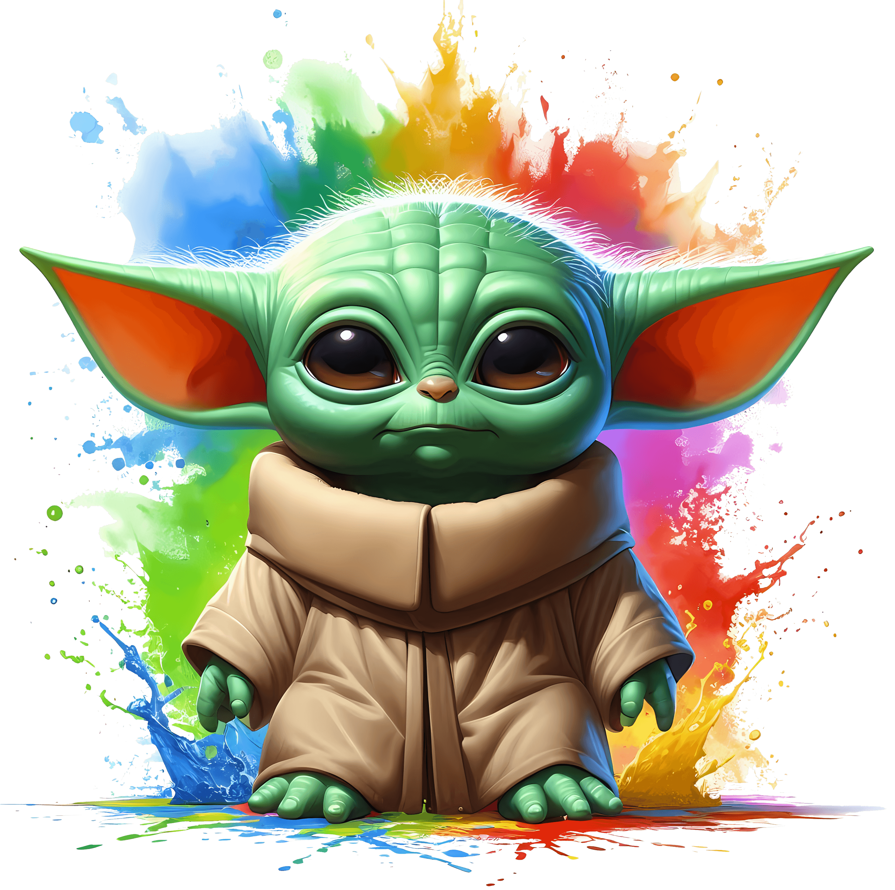 Green Baby Yoda Color Drip DTF (direct-to-film) Transfer – Twisted ...