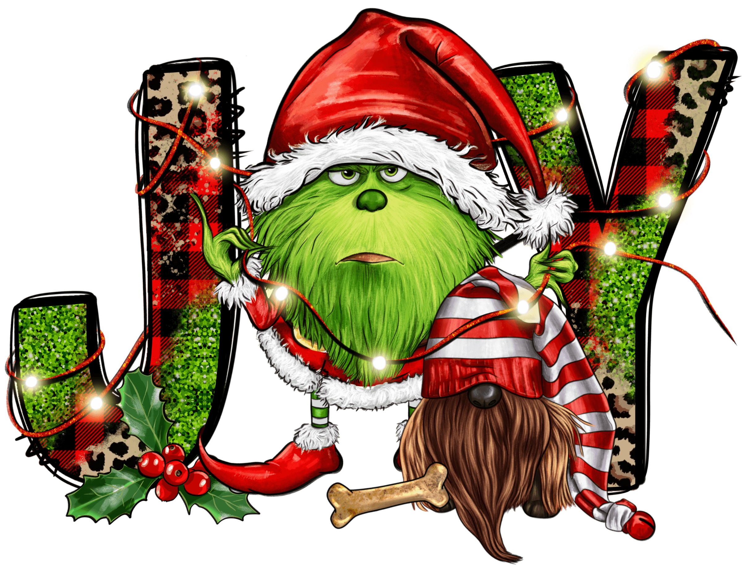 Grinch Joy Faux Glitter DTF (direct-to-film) Transfer – Twisted Image ...