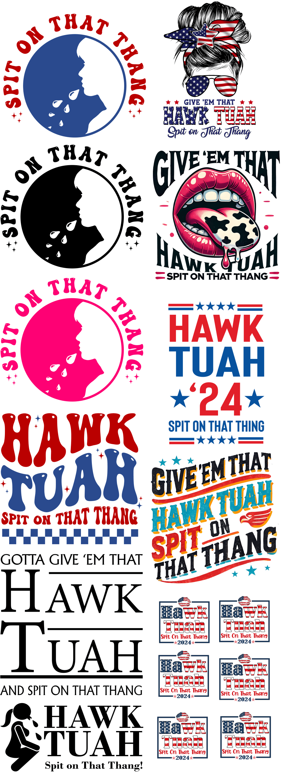 Viral Hawk Tuah 3 60" DTF Direct to Film Ready to Ship Gang Sheet ...