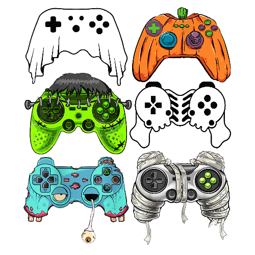 Halloween Skeleton Zombie Gaming Controllers DTF (direct-to-film ...