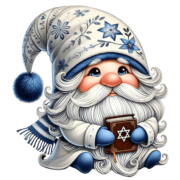 Hanukkah White Cap & Stripe Scarf DTF (direct-to-film) Transfer ...