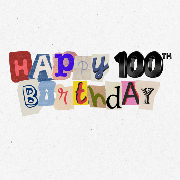 Happy 100th Birthday Random Fonts DTF (direct-to-film) Transfer ...