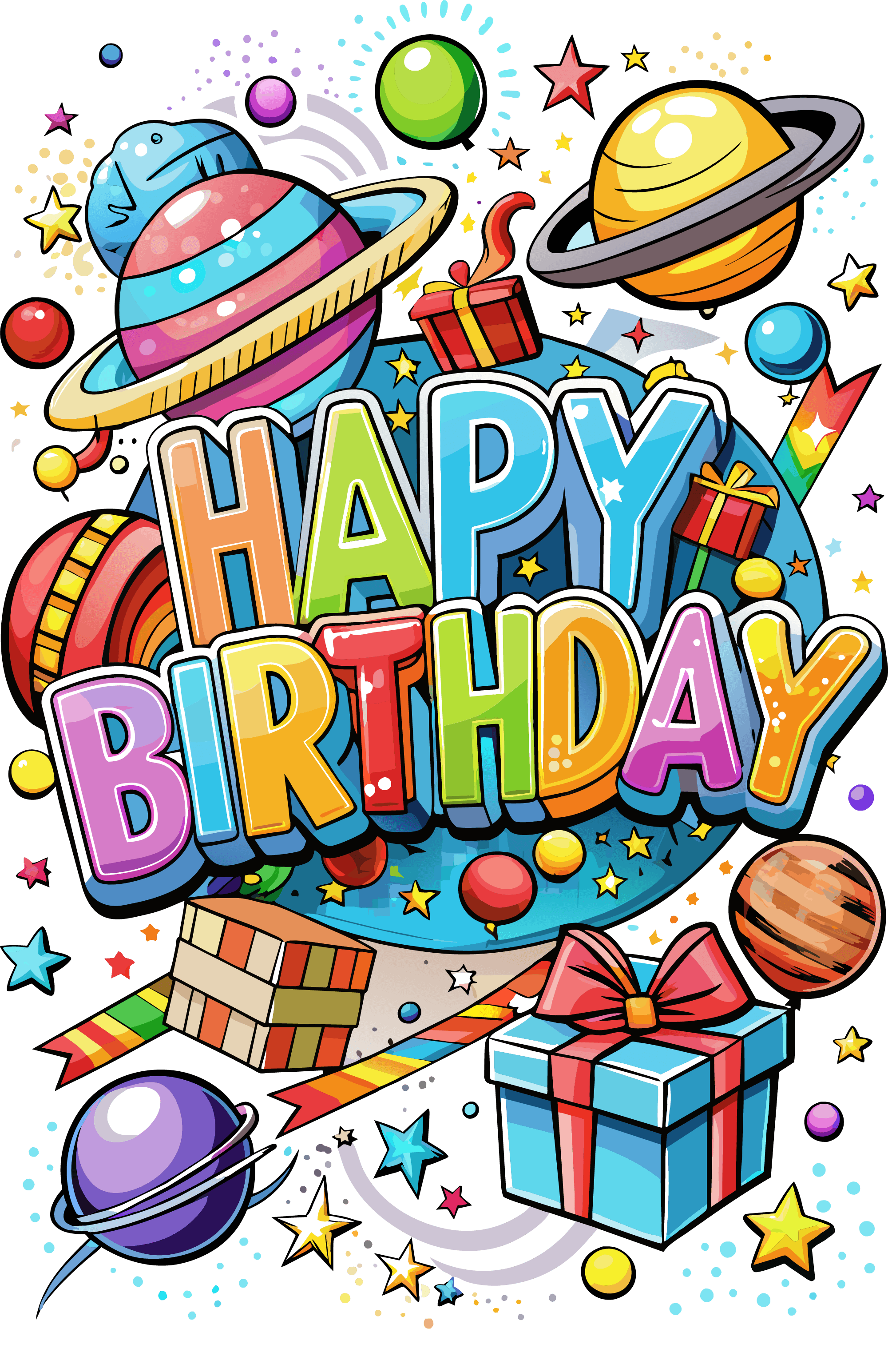 Happy Birthday Planets DTF (direct-to-film) Transfer – Twisted Image ...