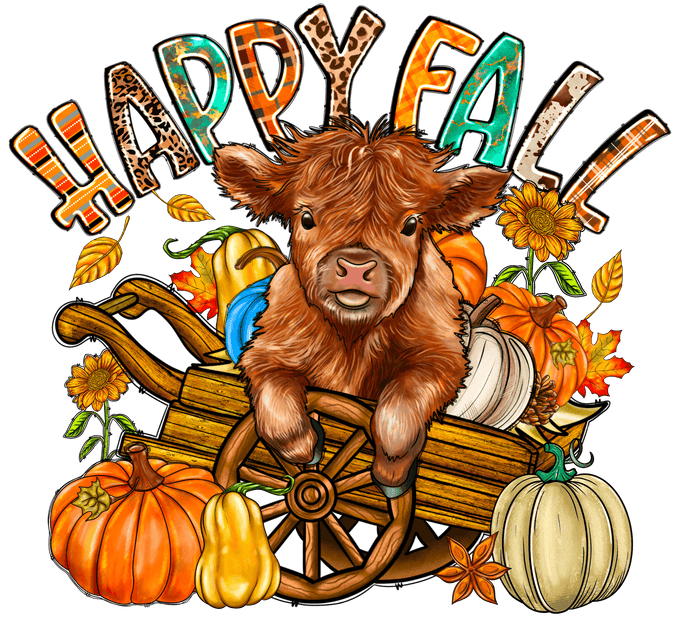 Happy Fall Highland Cow DTF (direct-to-film) Transfer – Twisted Image ...