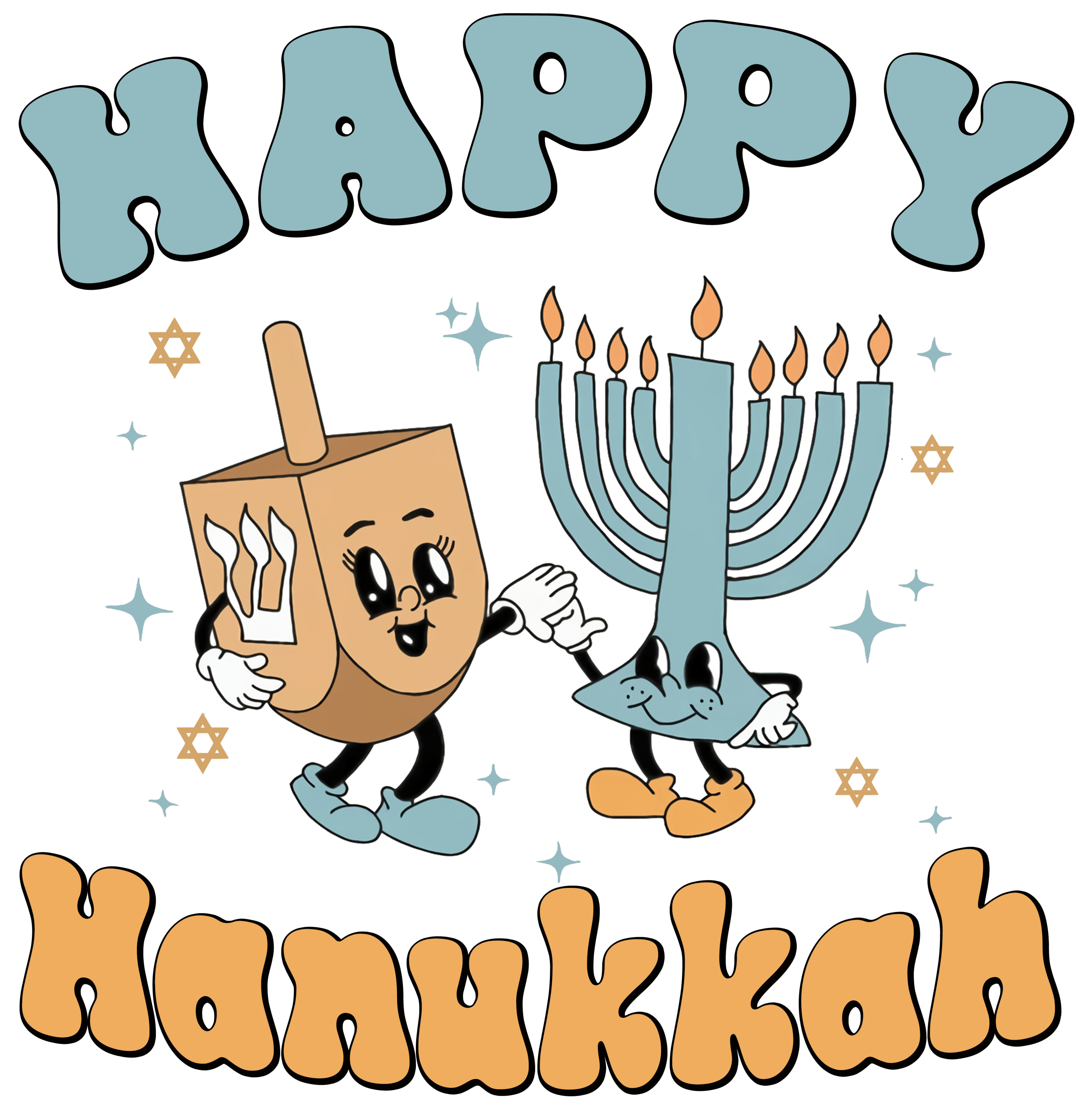 Happy Hanukkah Characters DTF (direct-to-film) Transfer – Twisted Image ...