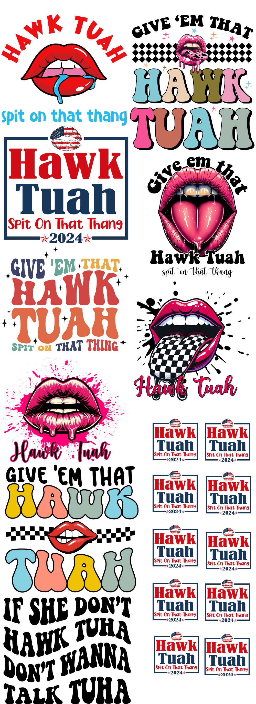 Viral Hawk Tuah 2 60" DTF Direct to Film Ready to Ship Gang Sheet ...