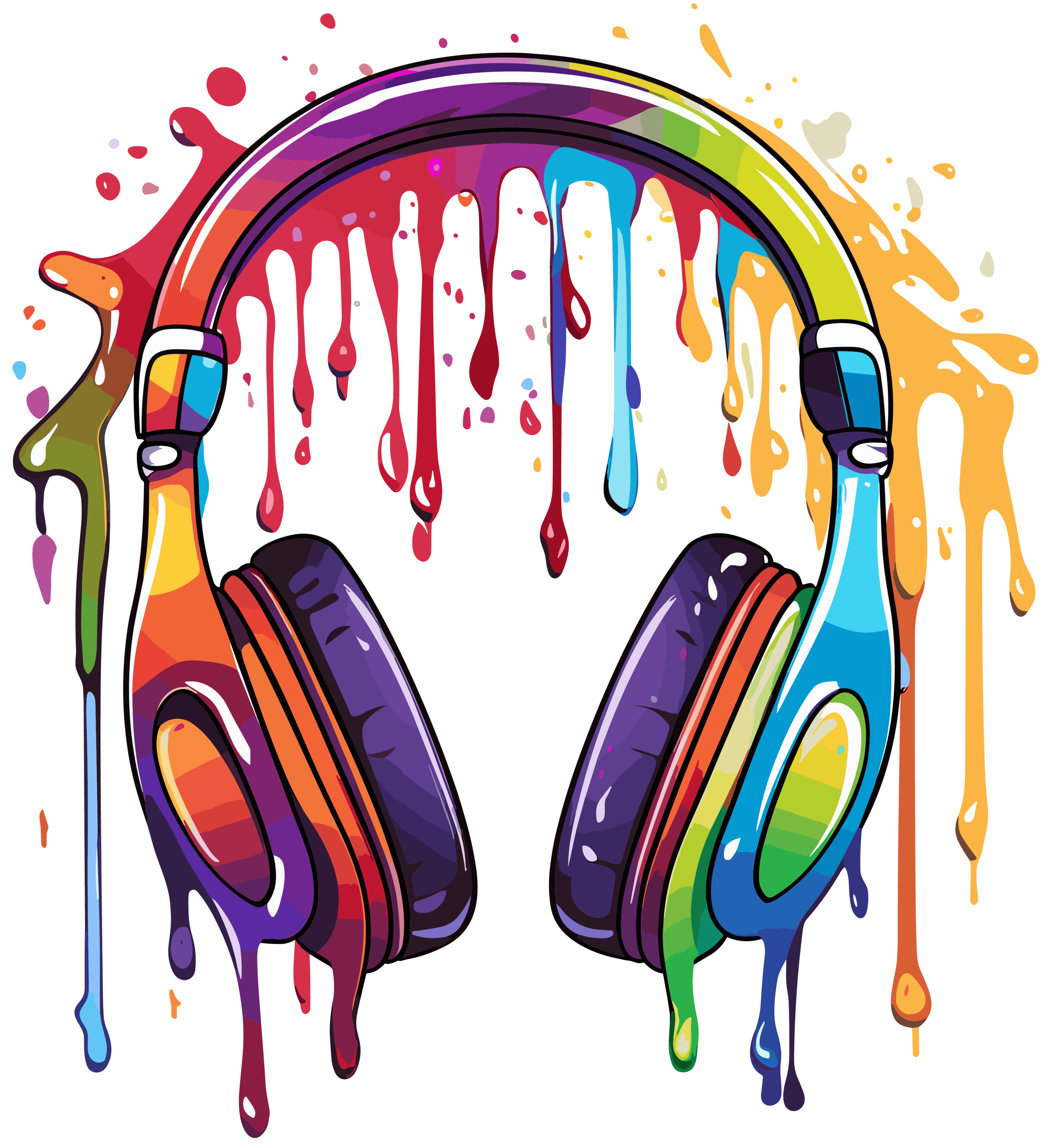 Headphones Color Drip DTF (direct-to-film) Transfer – Twisted Image ...