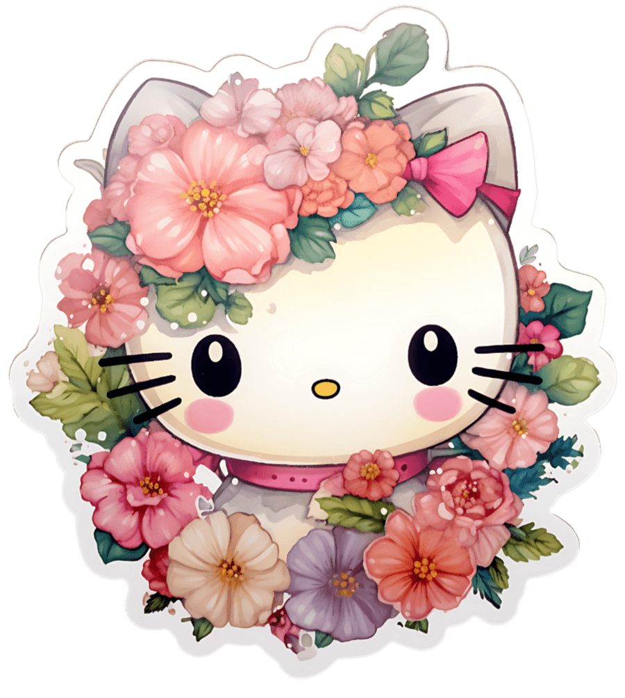 Hello Kitty Wrapped in Flowers DTF (direct-to-film) Transfer – Twisted ...