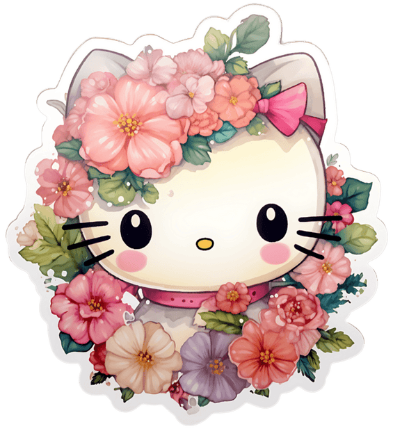 Hello Kitty Wrapped in Flowers DTF (direct-to-film) Transfer – Twisted ...