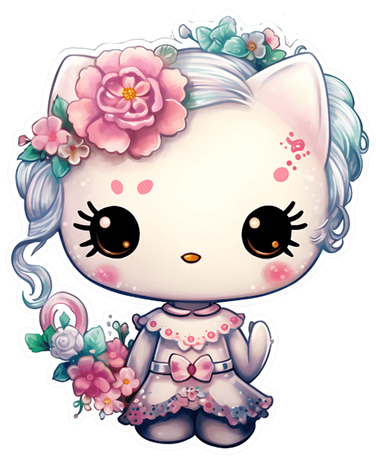 Hello Kitty in Dress With Blue Hair DTF (direct-to-film) Transfer ...